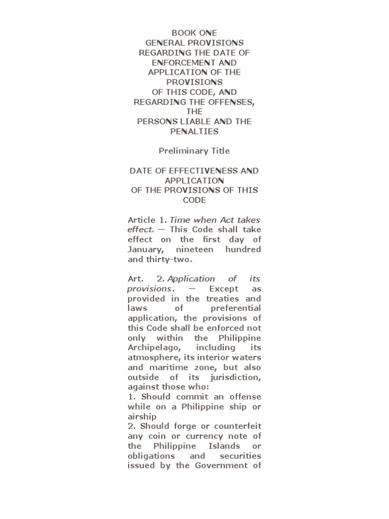 Revised Penal Code Book I | PDF | Felony | Pardon