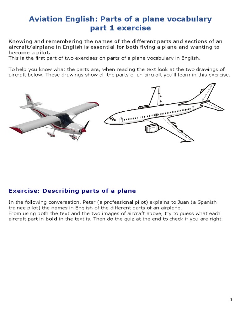 Aviation English Exercises | PDF | Airspeed | Empennage