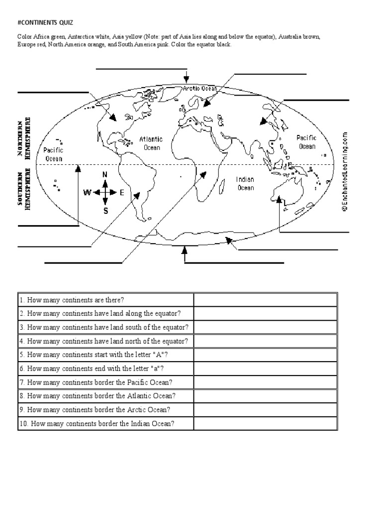 Continents Quiz | PDF