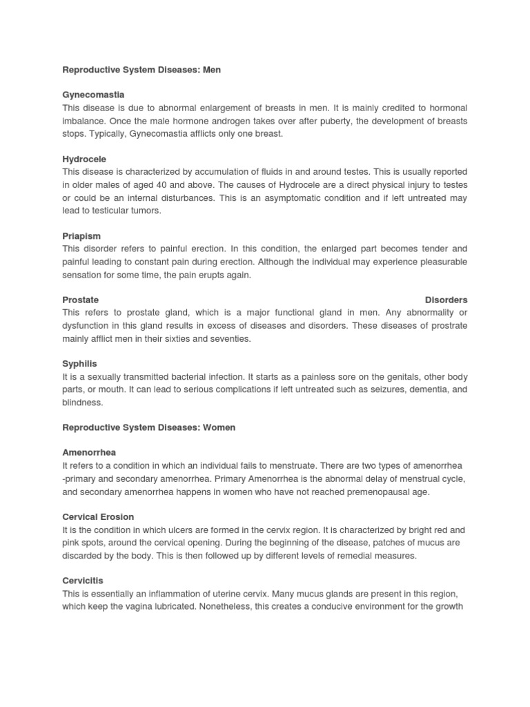 Reproductive System Diseases | PDF | Menstruation | Hormone Replacement ...