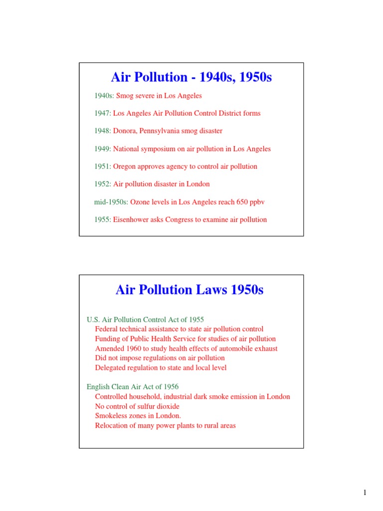 Air Pollution - 1940s, 1950s | PDF | Clean Air Act (United States ...