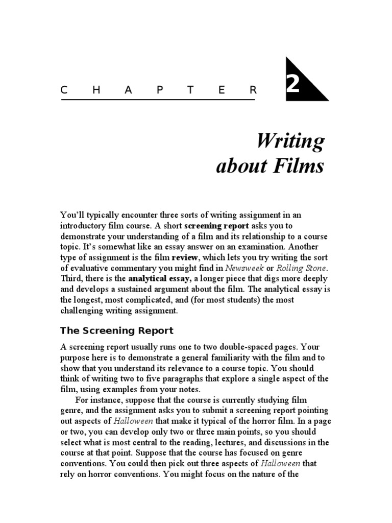 Writing About Films: C H A P T E R | PDF | Essays | Leisure