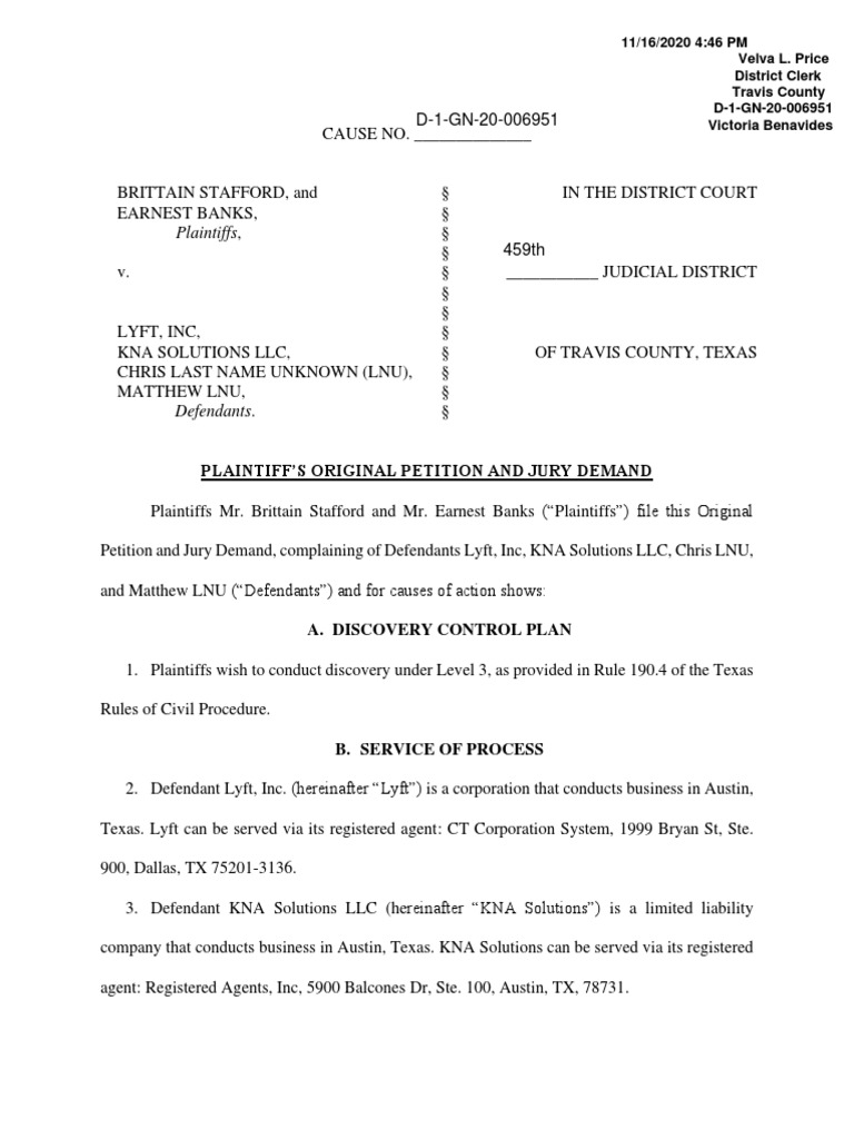 Plaintiffs,: Plaintiff'S Original Petition and Jury Demand | PDF ...