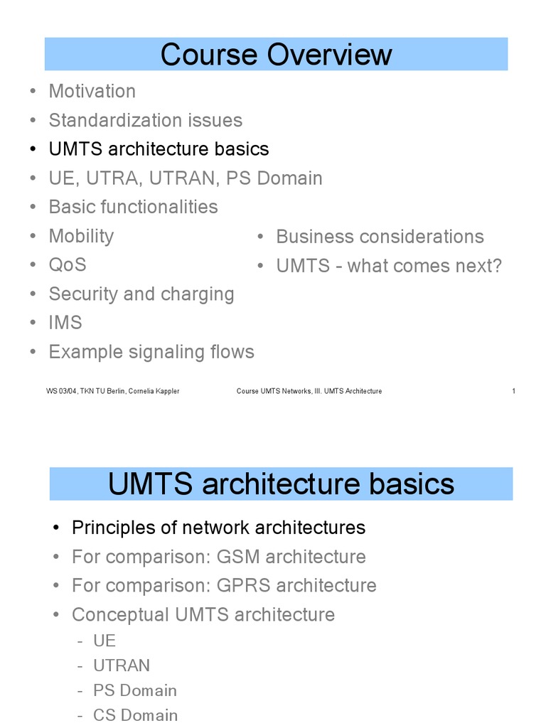 Course Overview: - UMTS Architecture Basics | PDF