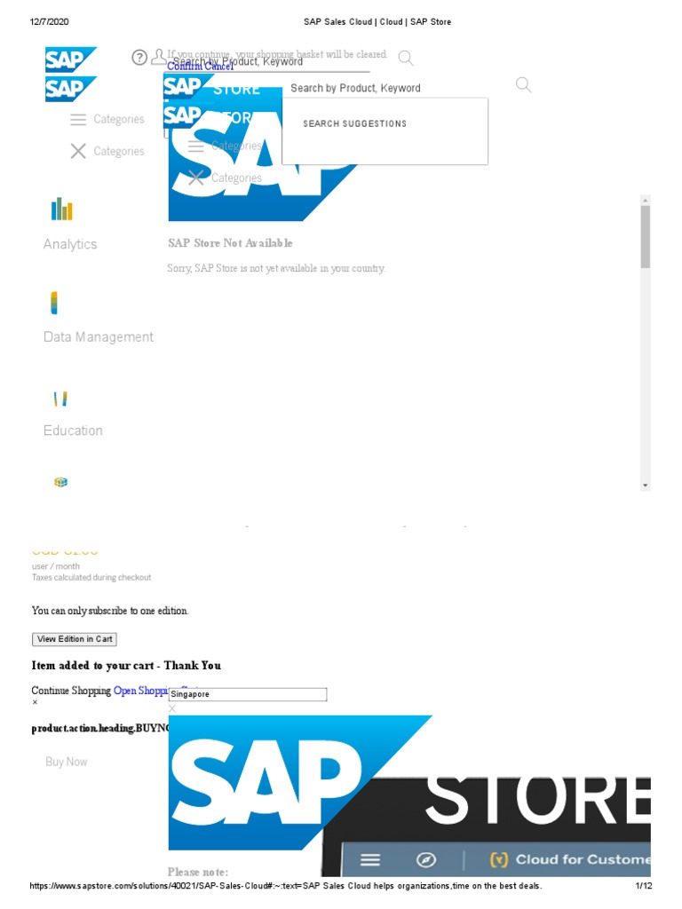 SAP Sales Cloud - Cloud - SAP Store PDF | PDF
