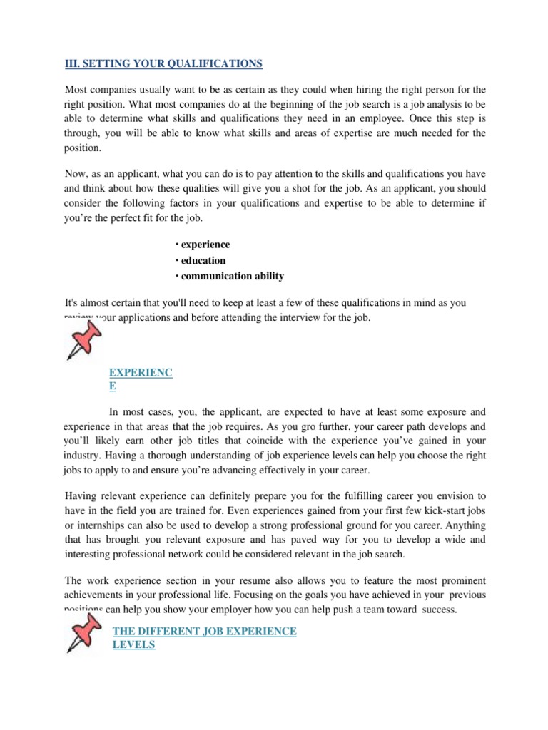 Job Qualifications and Experience Levels | PDF | Résumé | Academic Degree