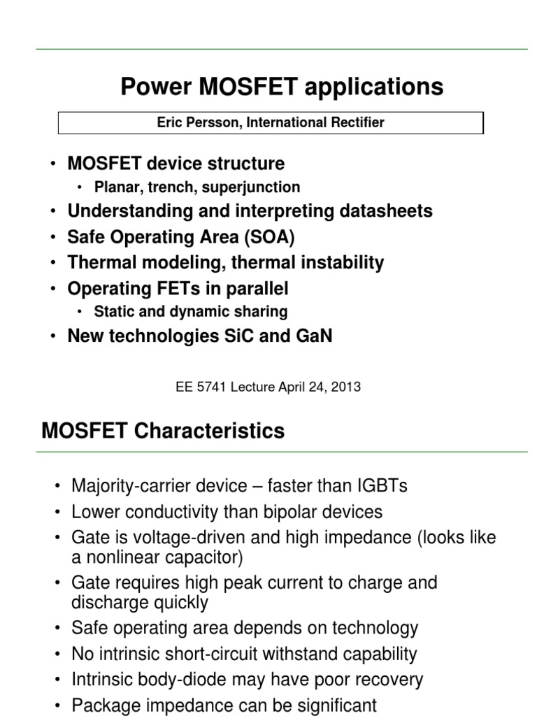 MOSFET Applications April 24 2013 PDF | PDF | Field Effect Transistor ...