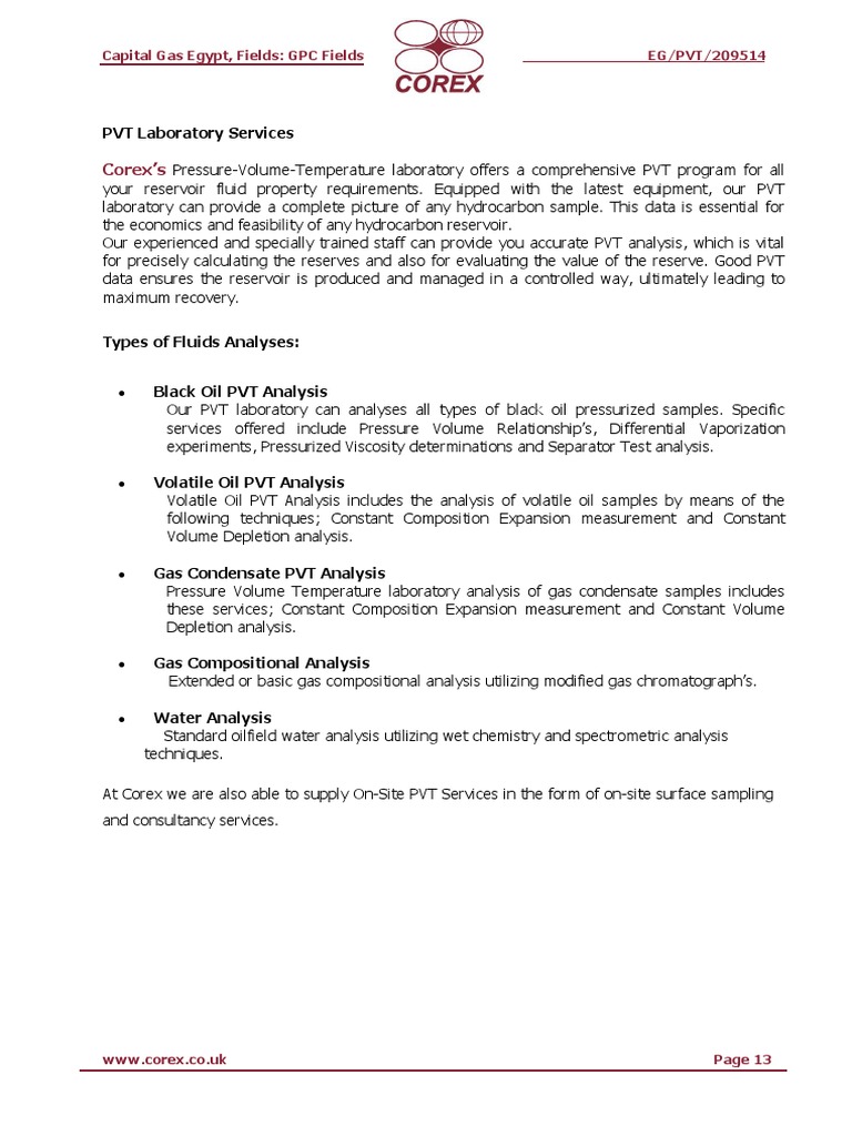 PVT Laboratory Services for Hydrocarbons | PDF