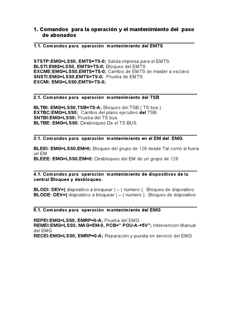 Comandos Abonado Ericsson Axe PDF | PDF