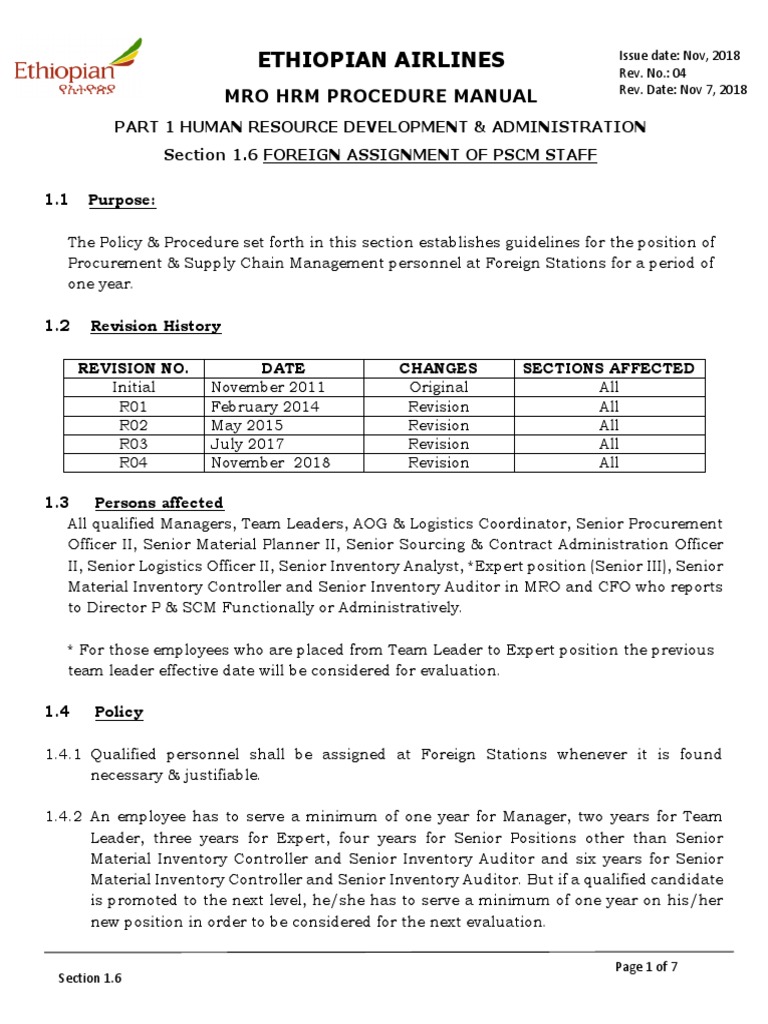 1.6 Foreign Assignment of PSCM Staff PDF | PDF | Human Resource ...