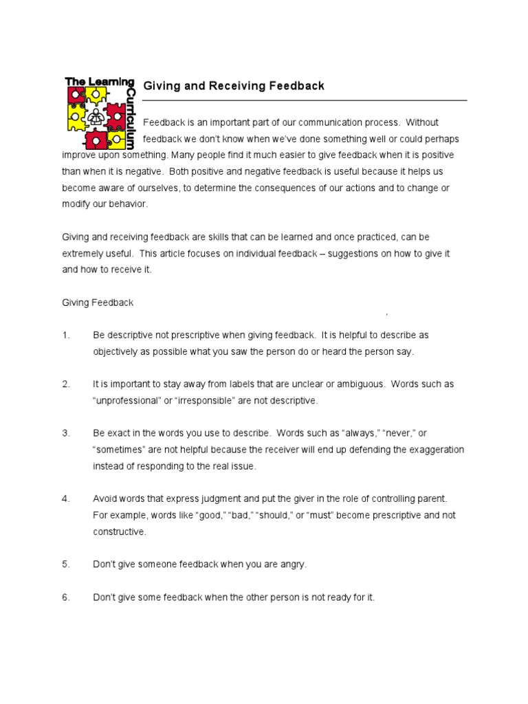 Givingand Receiving Feedback | PDF | Feedback | Semiotics