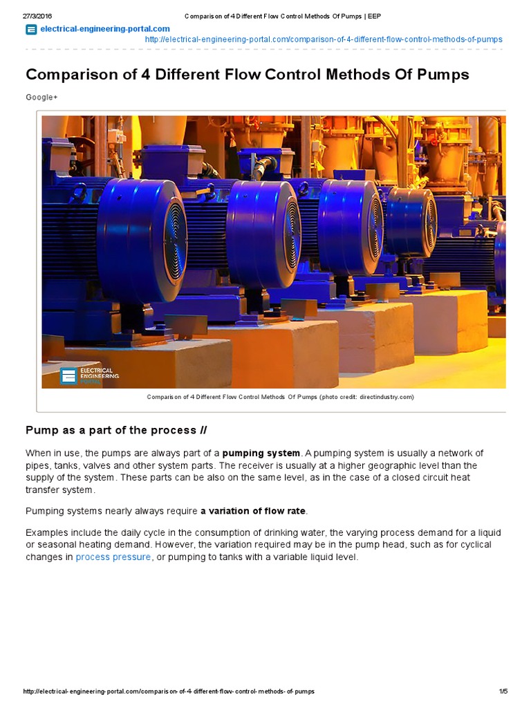 Comparison of 4 Different Flow Control Methods of Pumps - EEP | PDF ...