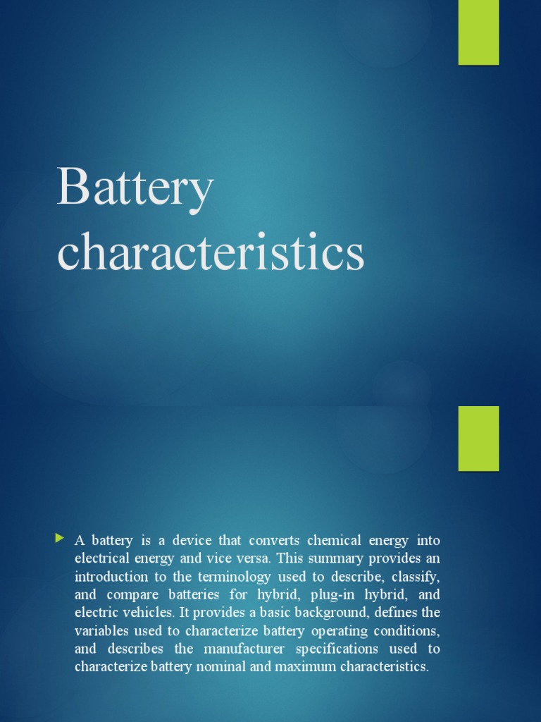 Battery Characteristics Part1 | PDF | Rechargeable Battery | Battery ...