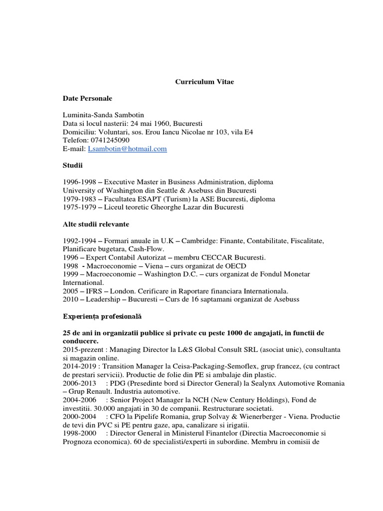 CV Luminita Sambotin | PDF