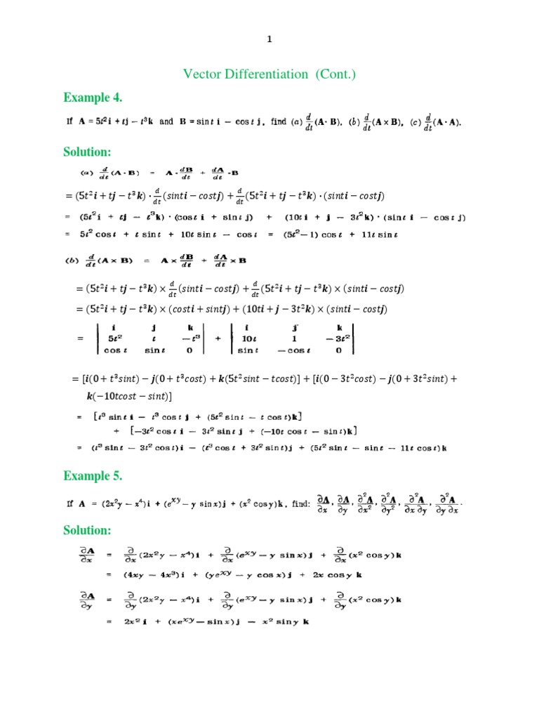 Vector Differentiation Examples | PDF | Teaching Methods & Materials