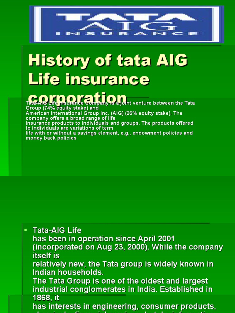 Tata AIG Life Insurance History | PDF | Finance & Money Management