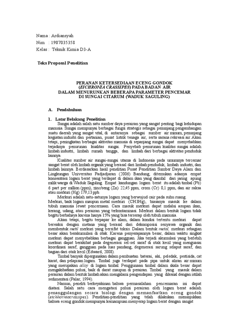 Teks Proposal Penelitian | PDF