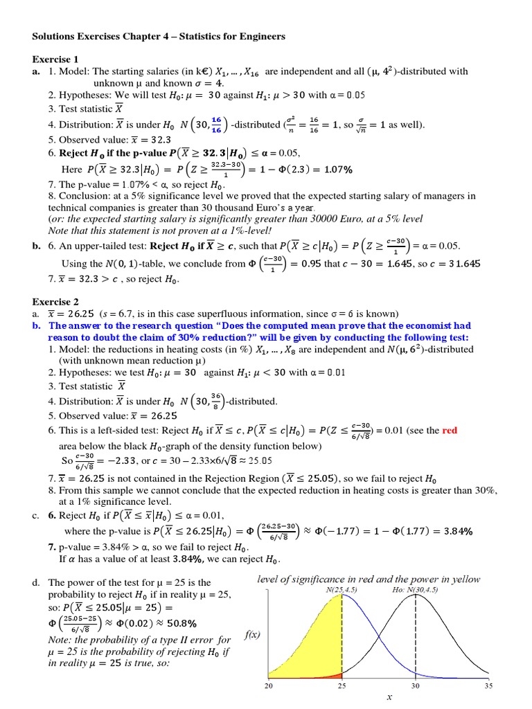 Solutions Exercises Chapter 4 - Statistics For Engineers Exercise 1 A ...