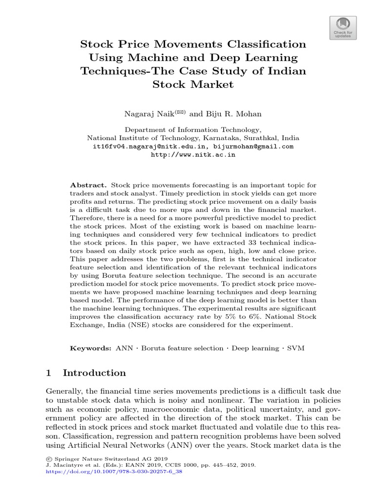 Indian Stock Market Prediction | PDF | Principal Component Analysis ...