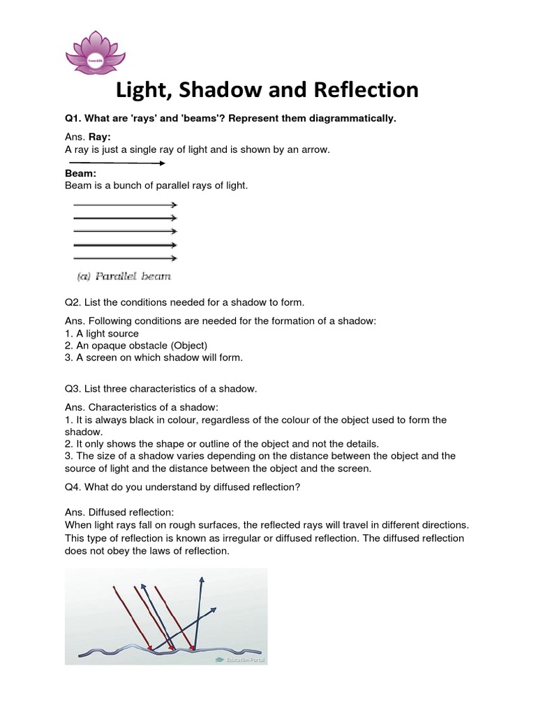 Light and Shadow Fundamentals | PDF | Shadow | Reflection (Physics)