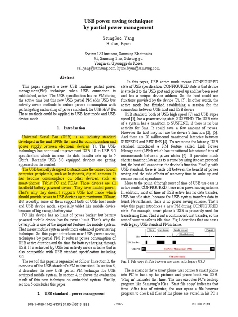 Usb Power Saving Techniques by Partial Power Management: Seungsoo, Yang ...