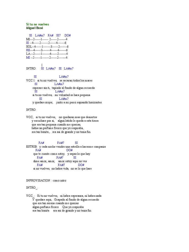 BOSE Si Tu No Vuelves | PDF