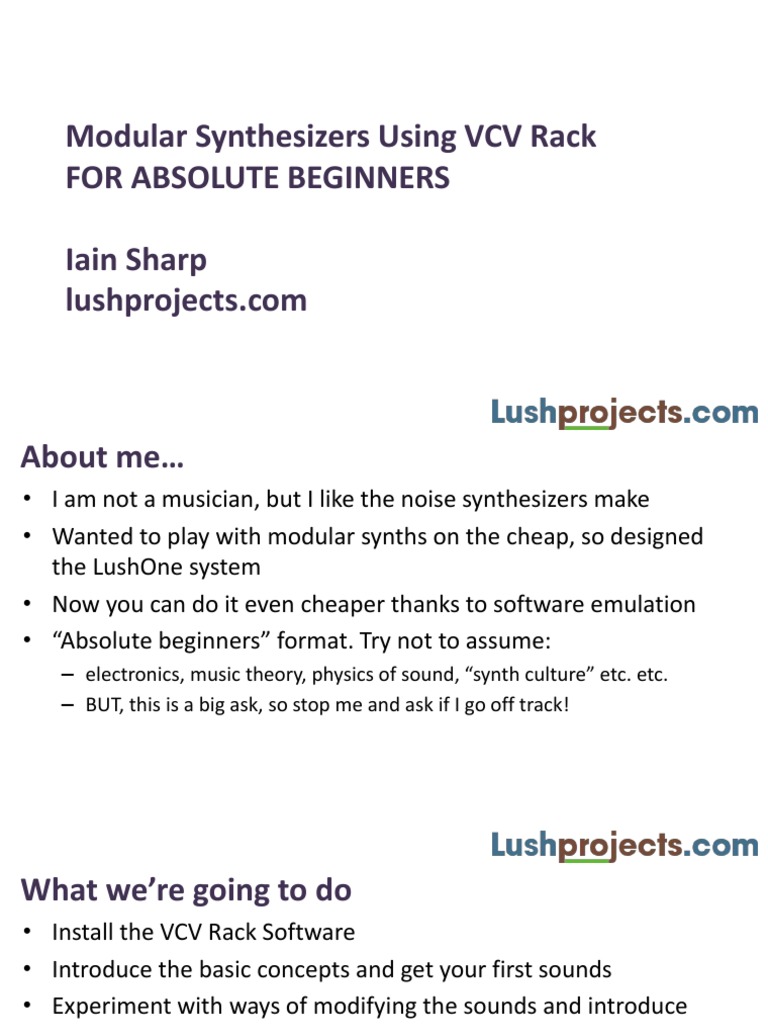 Modular Synthesizers Using VCV Rack For Absolute Beginners Iain Sharp | PDF | Synthesizer ...