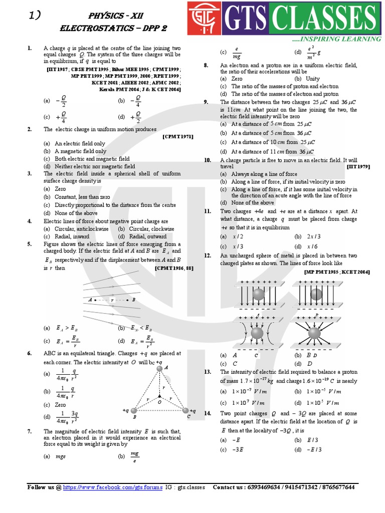 Electrostatics Assignment 2 | PDF | Electric Field | Electric Charge