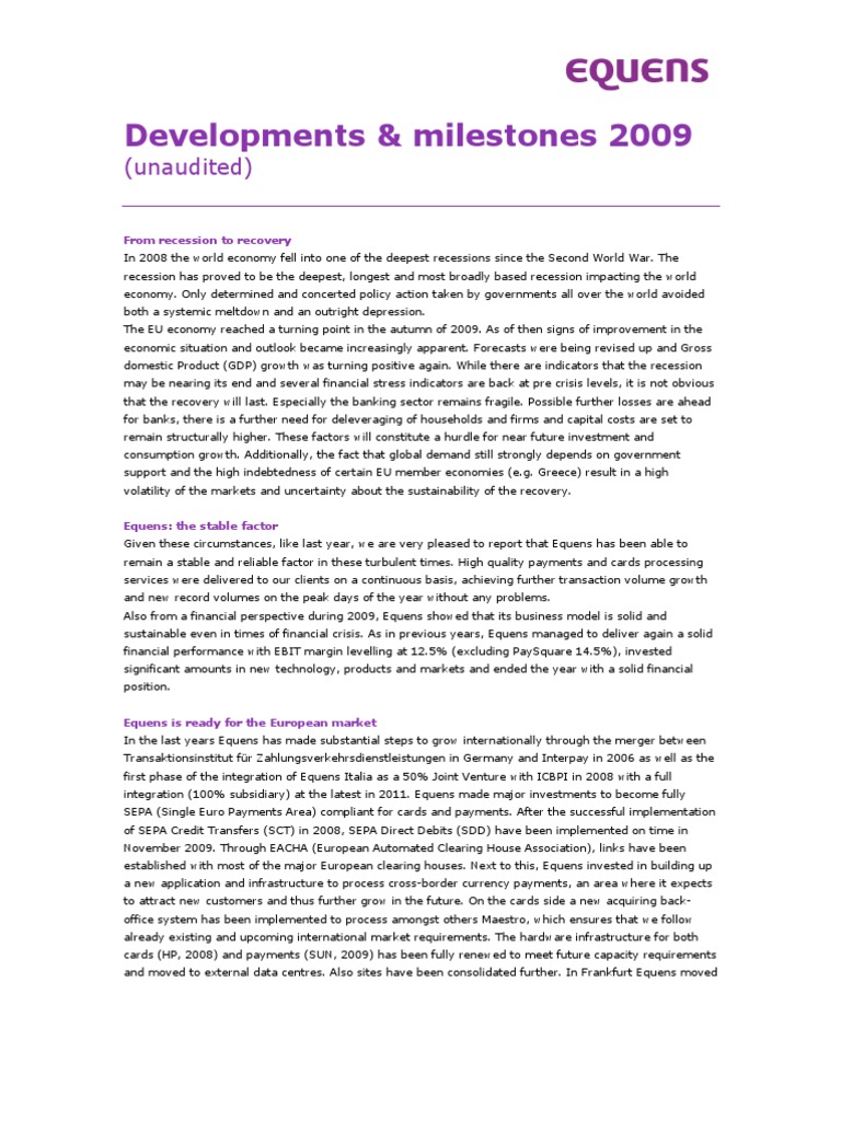 Equens - Developments - Milestones - 2009 | PDF | Debit Card ...