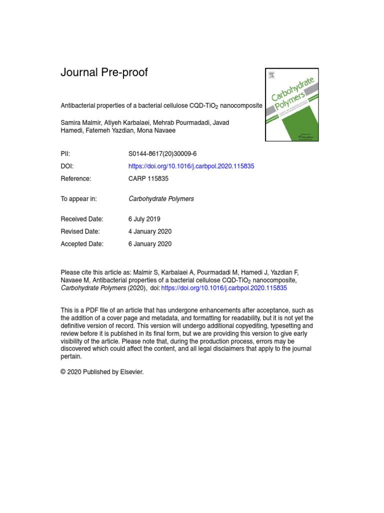 Journal Pre-Proof: Carbohydrate Polymers | PDF | Chemistry | Physical ...
