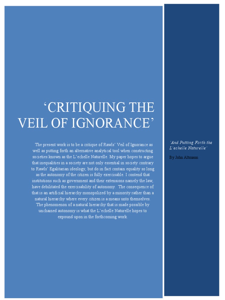 Critiquing the Veil of Ignorance and Introducing the Natural Ladder ...