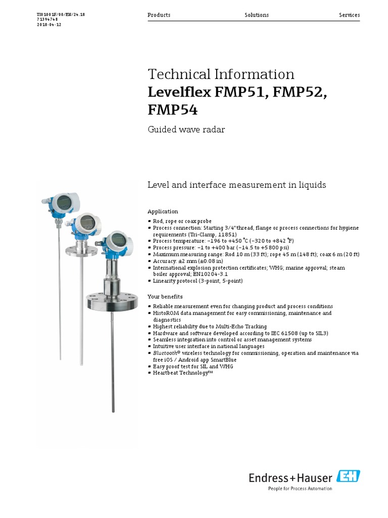 Informacion Tecnica - Levelflex FMP51 Endress+Hauser | PDF | Computing ...