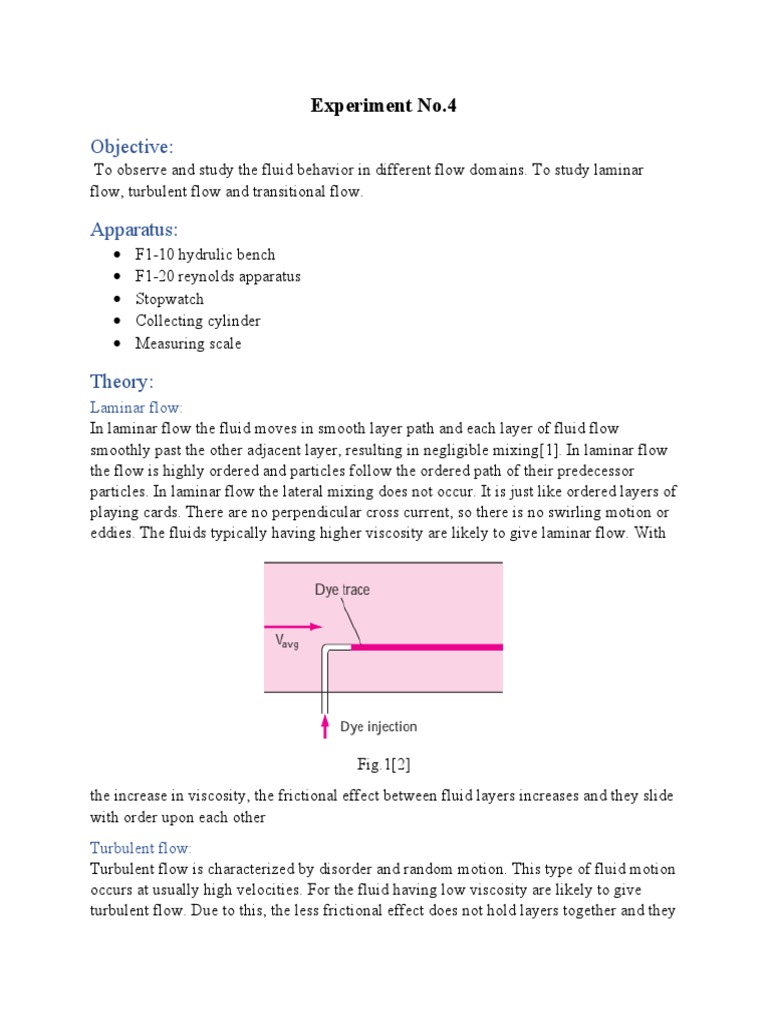 Objective:: Experiment No.4 | PDF | Reynolds Number | Laminar Flow