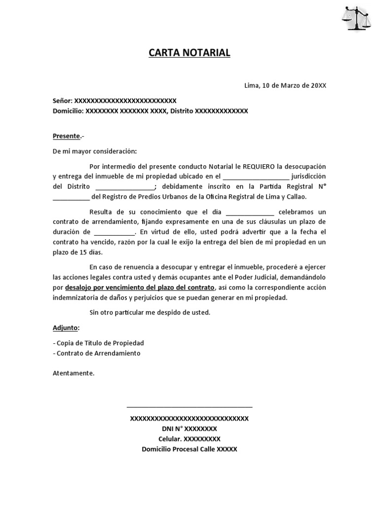 Modelo de Carta Notarial | PDF
