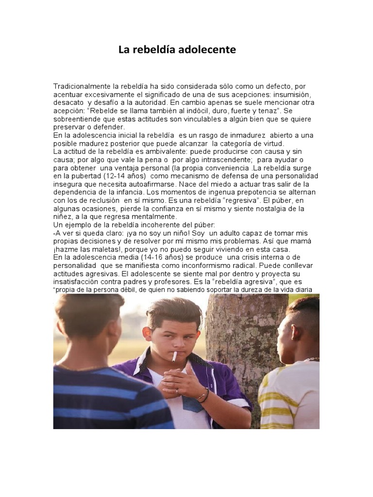 Rebeldía Adolescente: Causas y Soluciones | PDF | Pubertad | Adolescencia