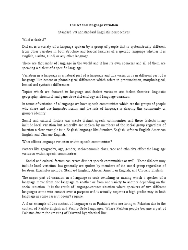 Dialect and Language Variation | PDF | Dialect | English Language