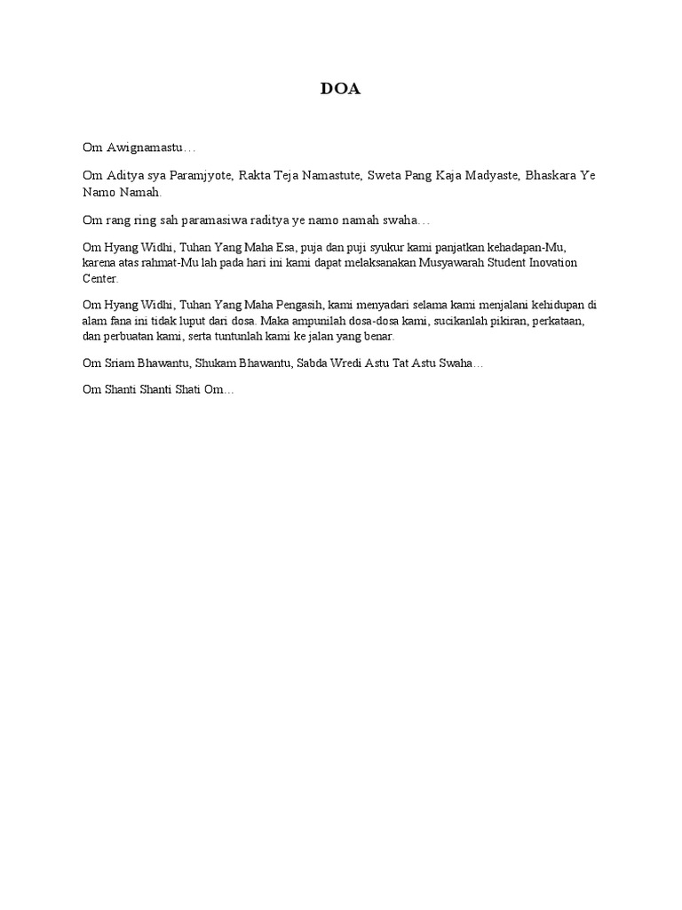 DOA Pembukaan Acara | PDF | Kajian Bahasa Asing | Pengembangan Diri