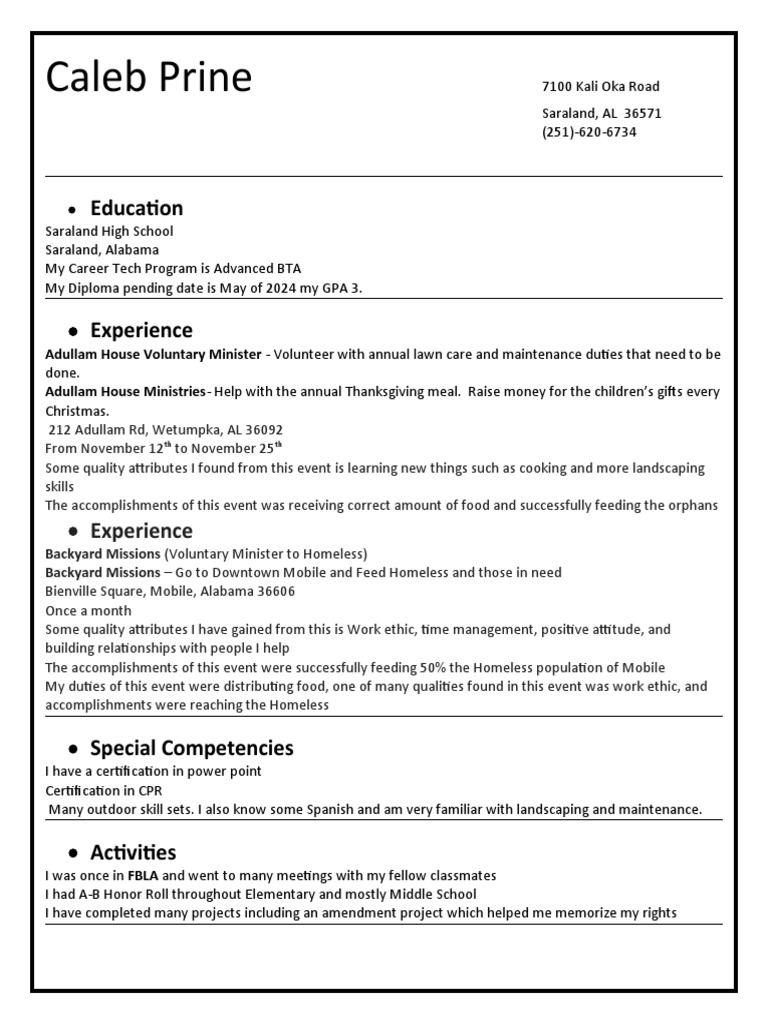 Caleb Prine Resume | PDF | Behavior Modification | Learning