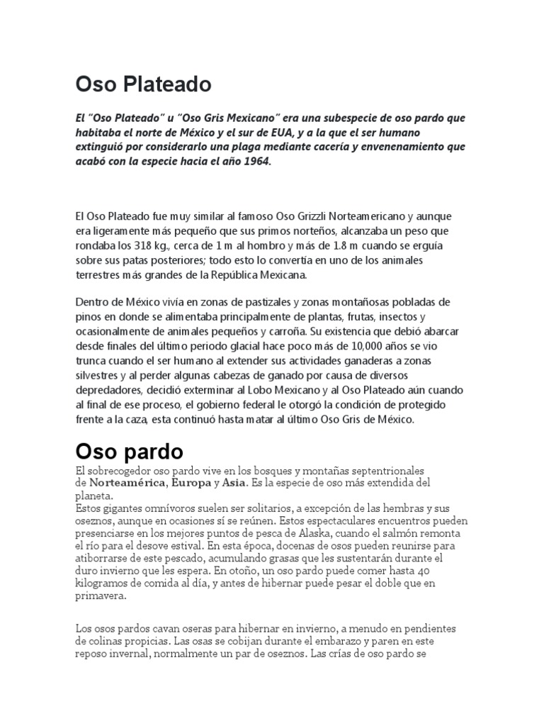 Extinción del Oso Plateado en México | PDF | Oso grizzly | Osos