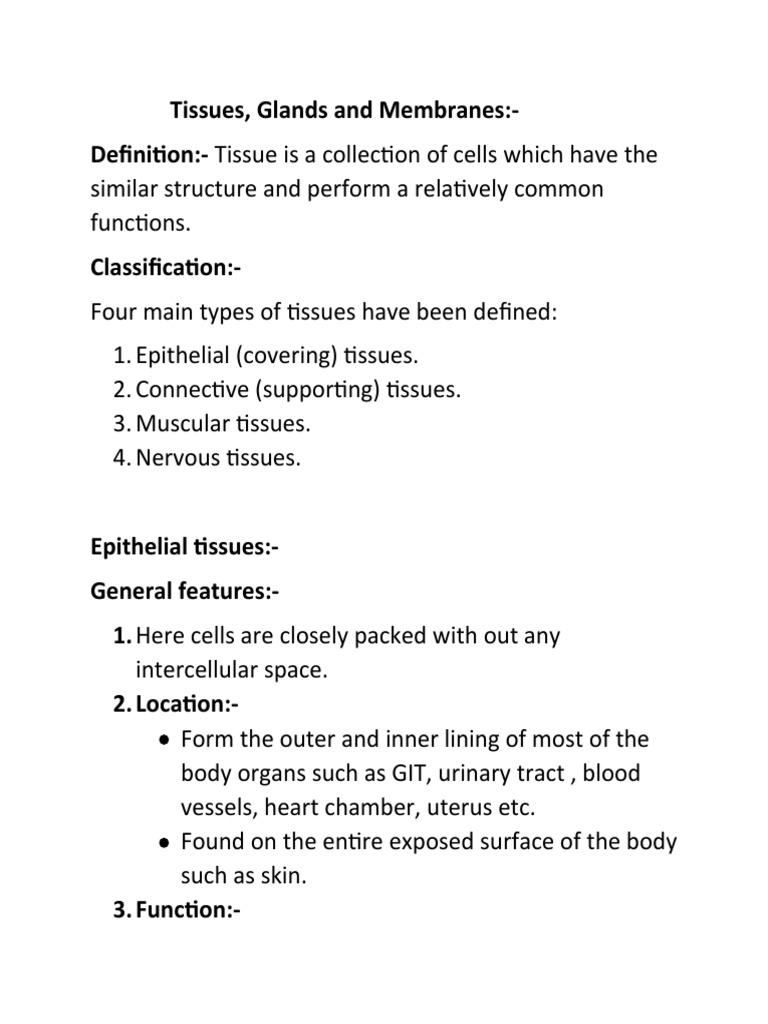 Tissue Types and Classifications | PDF | Epithelium | Tissue (Biology)
