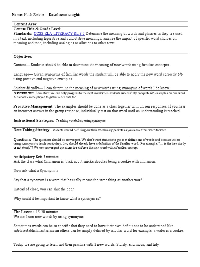 Digital Portfolio Lesson Plan | PDF | Vocabulary | Word