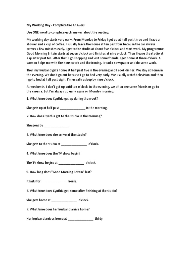 My Early Working Day Routine | PDF