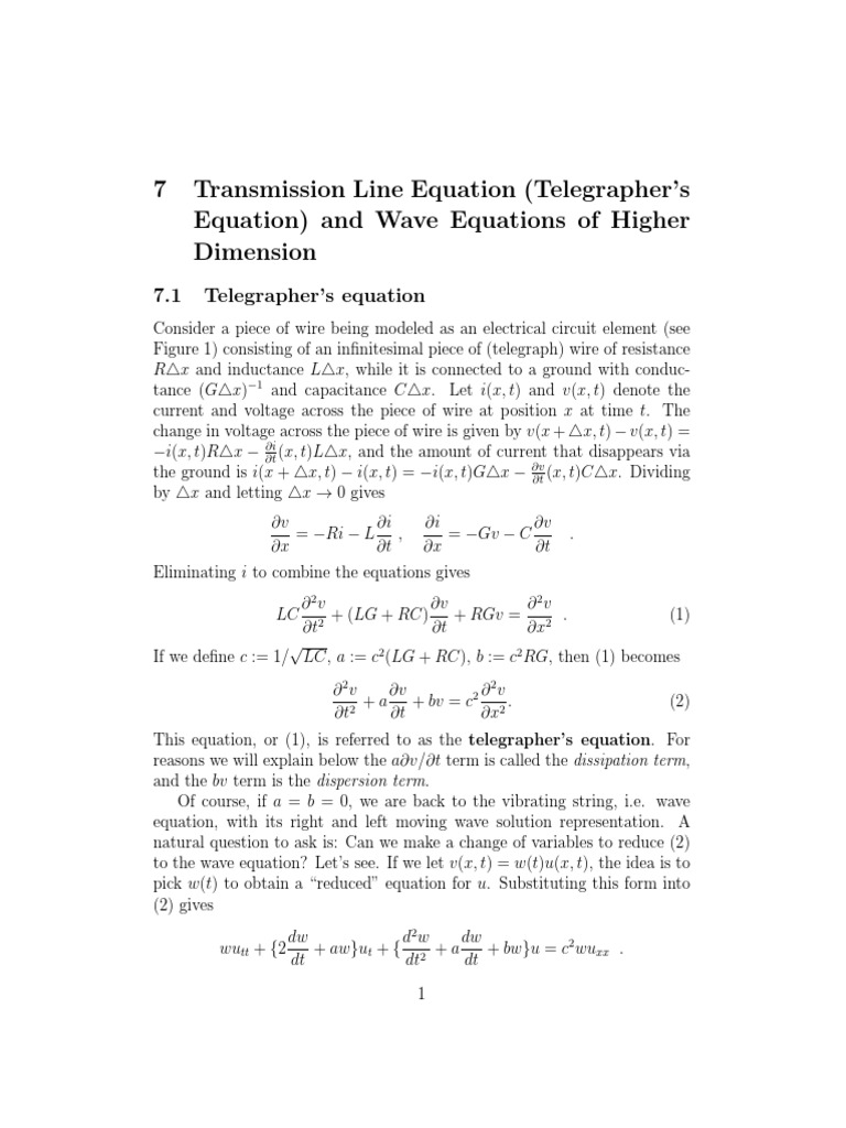 07 - Telegrapher Equation | Download Free PDF | Wavelength | Waves