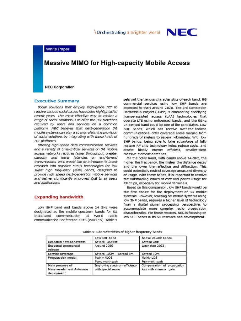 Massive MIMO For High-Capacity Mobile Access: White Paper | Download ...