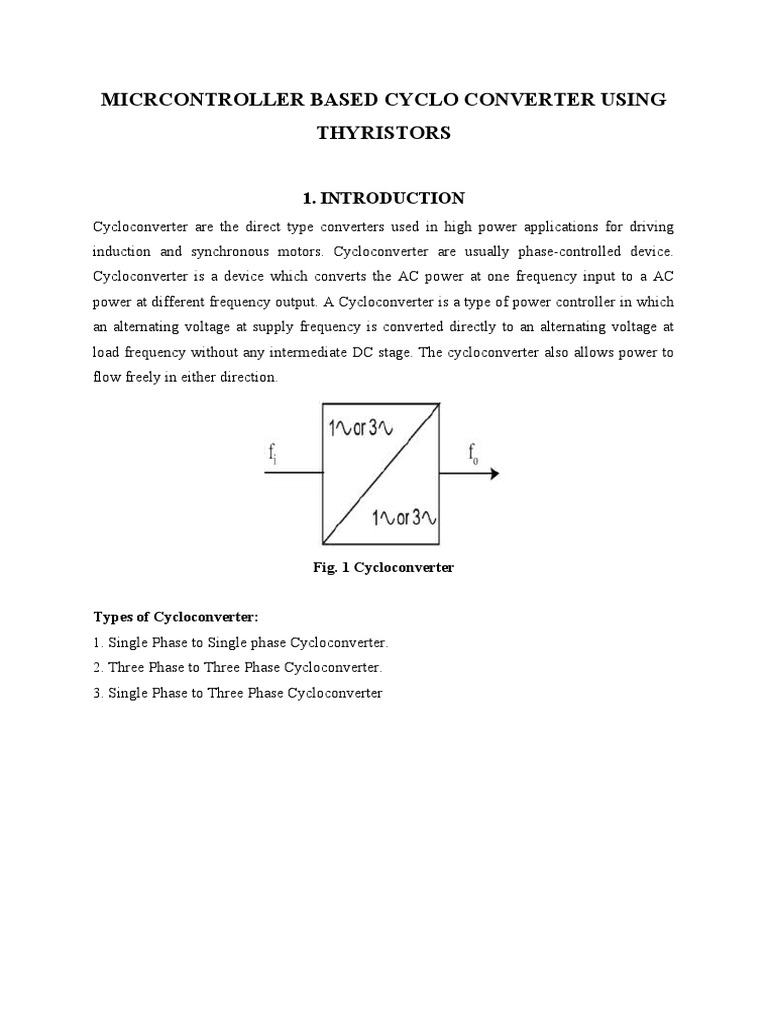Micrcontroller Based Cyclo Converter Using Thyristors: Fig. 1 ...