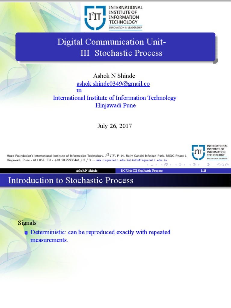 Digital Communication Unit-III Stochastic Process | PDF | Stationary ...