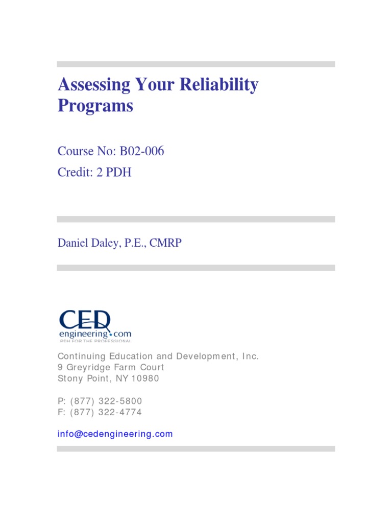Assessing Your Reliability Programs | PDF | Reliability Engineering ...