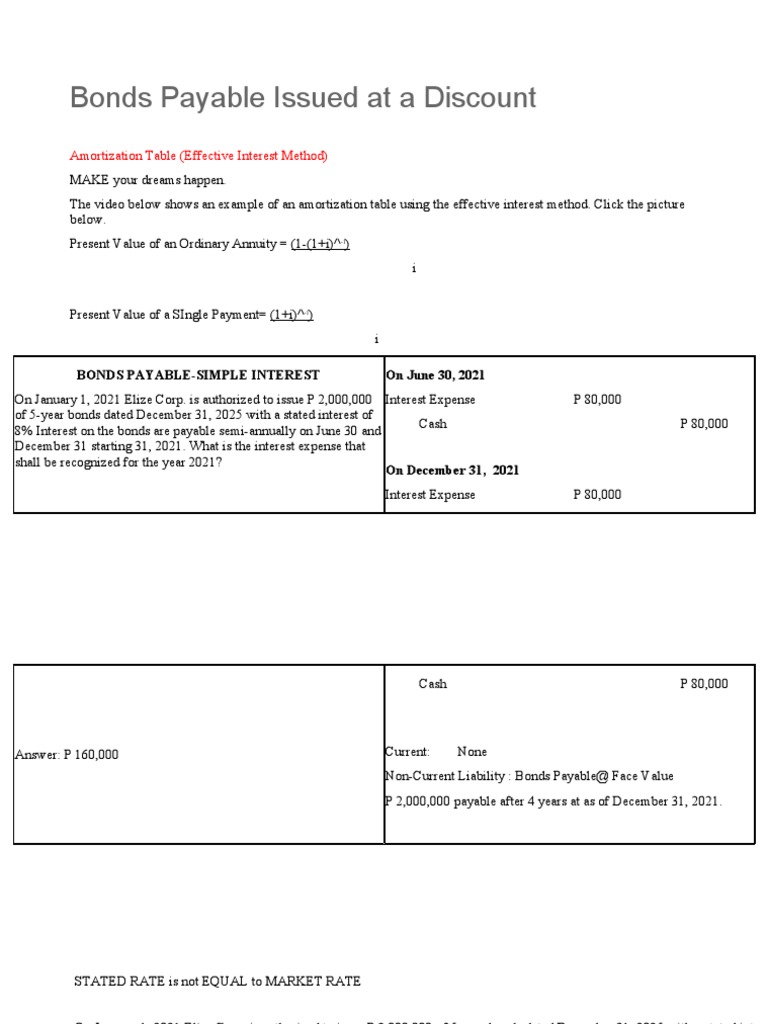 Bonds Payable Issued at A Discount | PDF | Book Value | Present Value