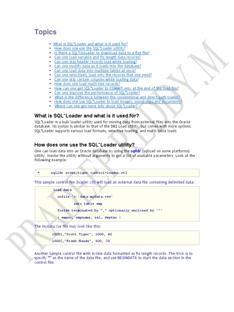 Topics: What Is SQL Loader and What Is It Used For? | PDF | Data Type ...