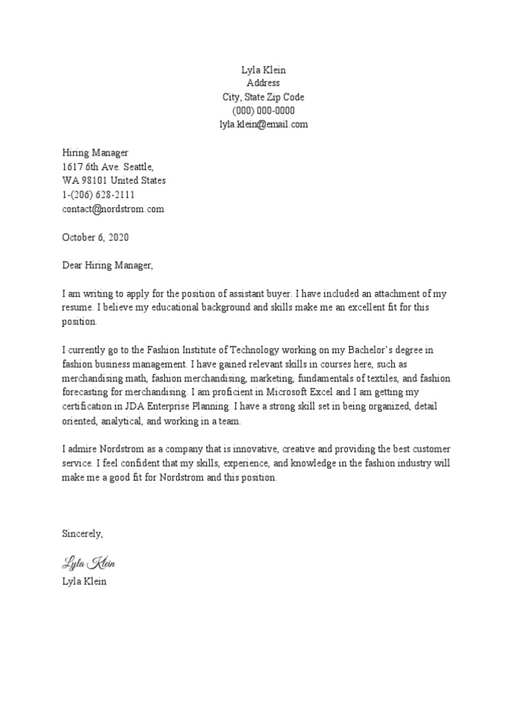 Cover Letter Draft | PDF